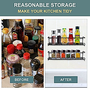 FGSAEOR Spice Rack Organizer, Wall Mounts Space Saving Pantry Organization Storage Shelf, 4-Pack Seasoning Hanging Racks for Kitchen, Cupboard and Cabinets