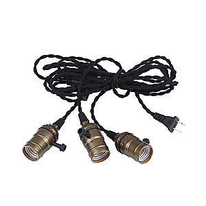 Simple Deluxe 15 Feet Triple Bulb Vintage Hanging Pendant Light Cord Kit for Indoor Decorations, Holder with an Independent Control Switch, 3, Suitable E26 Lamp Socket