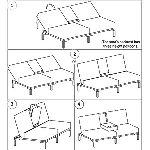 LOKATSE HOME Futon Sofa Bed Modern Faux Leather Couch Convertible Folding Recliner Living Room Furniture with 2 Cup Holders, Black