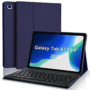 Keyboard Case for Samsung Galaxy Tab A7 10.4'' 2020 Model (SM-T500/T505/T507), Slim Lightweight Stand Cover - Magnetically Detachable Bluetooth Keyboard, Auto Sleep/Wake Function, Dark Blue