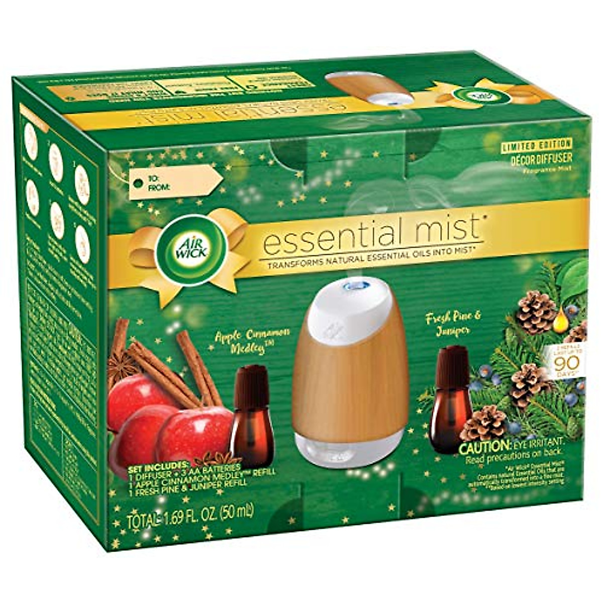 Air Wick Air Wick Essential Mist Fall Starter Kit (1 Diffuser + 2 Refills), Apple Cinnamon & Woodland Pine, 3 Count