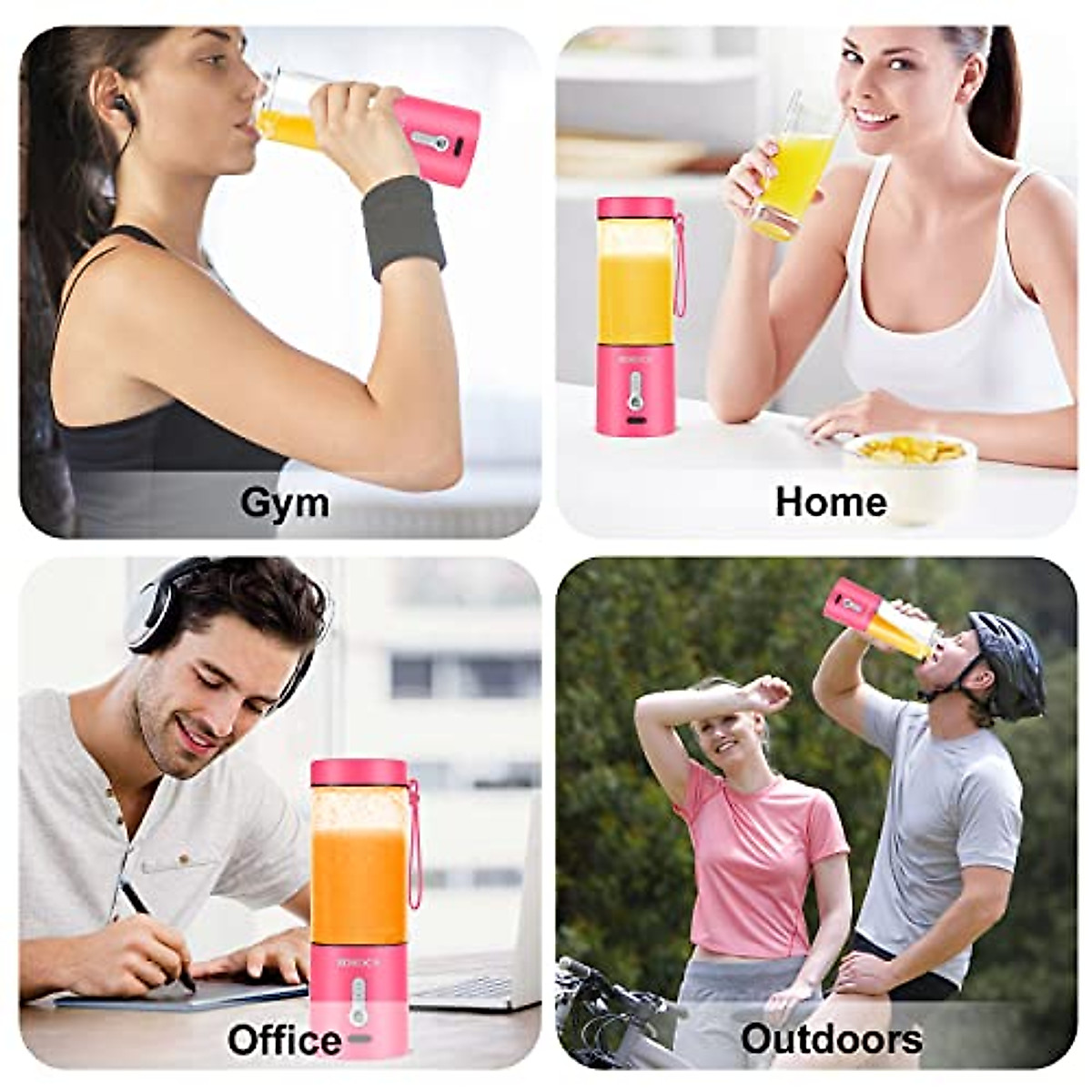 Portable Blender for Shakes and Smoothies, KOKOCA Personal Travel Blender for Protein with 4000mAh USB Rechargeable Battery, Crush Ice, Frozen Fruit and Drinks, 18 oz Mini Cup, Pink 1