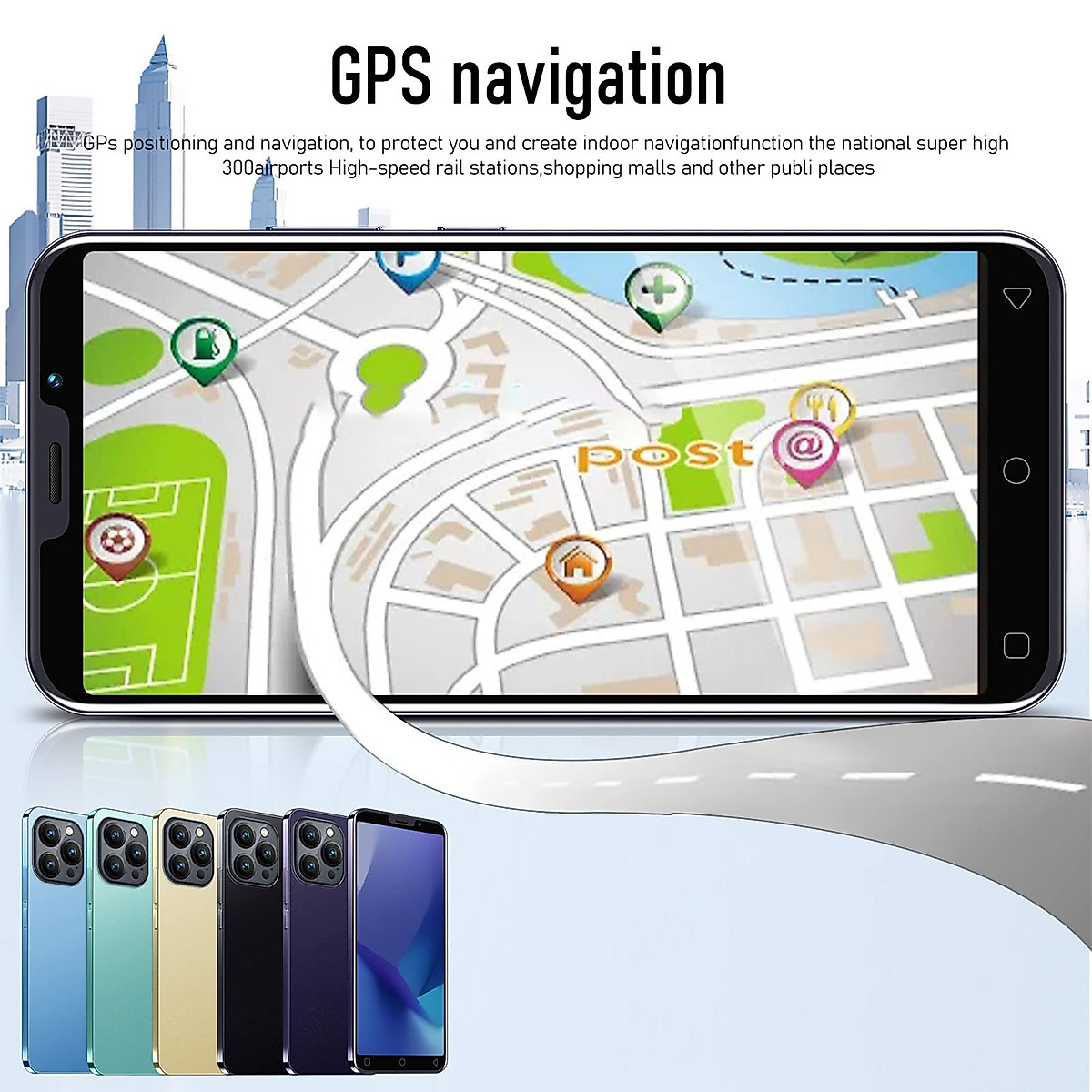 ANGGREK 14 Pro Max Smartphone 5.0 Inch 3G Network 4GB RAM 32GB Android 10 Mobile Phone Dual Card Dual Standby 100‑240V Green (US Plug)