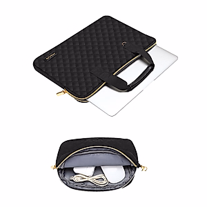 MOSISO Laptop Sleeve Compatible with MacBook Air/Pro, 13-13.3 inch Notebook, Compatible with MacBook Pro 14 inch M4 M3 M2 M1 2025-2021, Square Quilted Bag with Detachable Small Case&Handle, Black