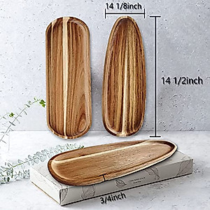 Wooden Long Bathroom Tray, Vanity Tray Toilet Tank Storage Tray, Acacia Kitchen Sink Trays, Vanity Countertop Organizer for Candles Soap Perfume Holder Dresser Jewelry Dish Cake Pastry Snack