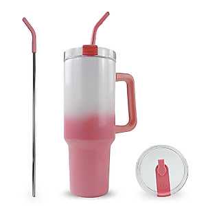 Hogg 40oz Sublimation Tumbler Holographic Traveler - Ombre Pink Shimmer, Blank Sublimation Tumblers with Handle, Bulk Tumblers with Lids, Straws, Removable Handle, 40 oz Sublimation Tumbler