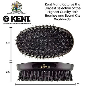 Kent MN11 Finest Men's Hair Brush and Facial Brush for Beard Care - 100% Natural Black Boar Bristle Brush for Mens Grooming, Scalp Brush, 360 Wave, and Beard Straightener For Men's Hair Care