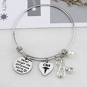 WSNANG CNA Bracelet Certified Nursing Assistant Gift Nursing School Graduation Gift Never Forget The Difference You've Made Bracelet (CNA Difference BR)