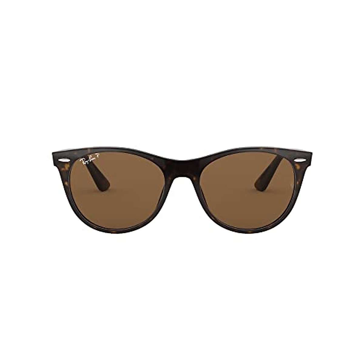Ray-Ban RB2185 Wayfarer II Round Sunglasses, Tortoise/B-15 Brown Polarized, 52 mm