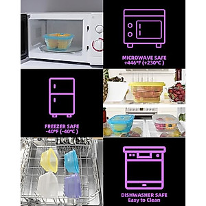 DGitaor Collapsible Silicone Food Storage Containers with BPA-Free Airtight Lids, Microwave, Dishwasher, and Freezer Safe, Stackable Foldable 4 Packs