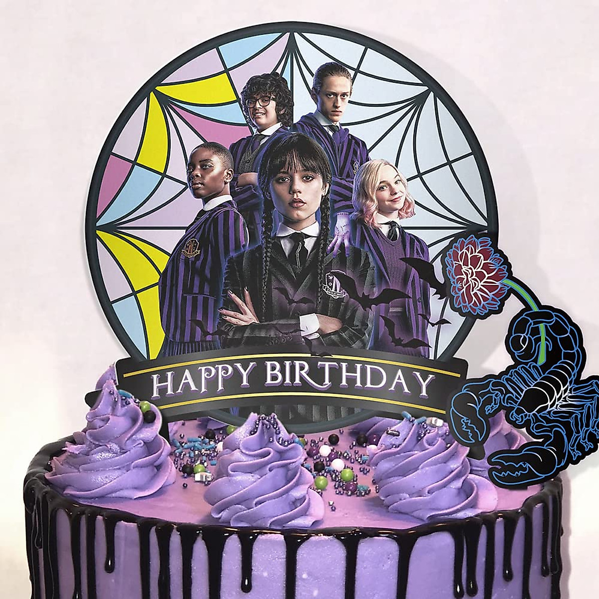 Wednesday Cake Toppers Set, Cake Decorations for Addams Theme Birthday Party Supplies