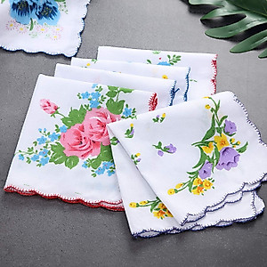 45 Pieces Vintage Floral Print Handkerchiefs Women Soft Hankies Ladies Hankies