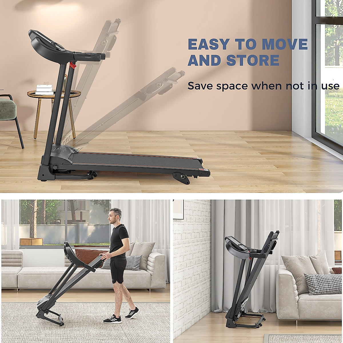 Merax Folding Electric Treadmill with Incline 2.5HP Energy Saving 12 Preset Programs Running Walking Jogging Machine for Home Office Indoor Cardio Exercise