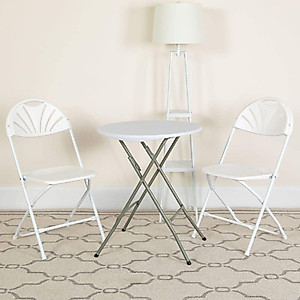 Flash Furniture 2 Pack HERCULES Series 650 lb. Capacity White Plastic Fan Back Folding Chair