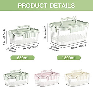 2 Pack Food Storage Containers with Lid, Portable Fruit Saver Berry Snack Keeper Container with Handle & Ice Sheet & Fork, Keep Fruits Food Fresh, for Fridge, Picnic, Office, Party, Camping (Yellow)