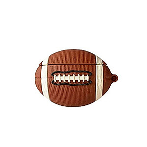 Compatible with Airpods 1/2 Case Silicone, Cute Cartoon 3D Cool Air pods Design Cover, Funny Cases for Kids Girls Teens Boys Character Skin Keychain Airpod (Football)