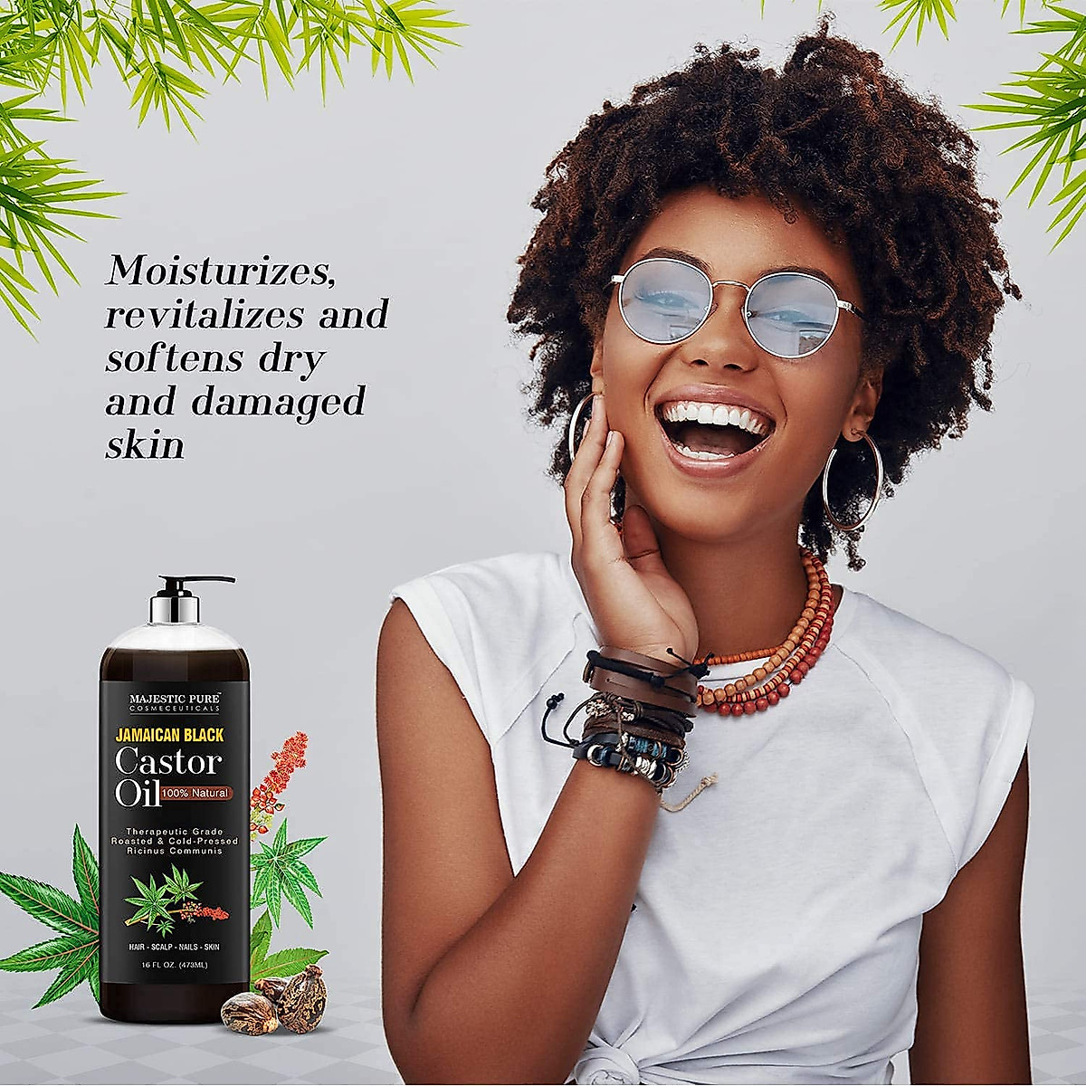 Majestic Pure Jamaican Black Castor Oil (16 oz) and Biotin Shampoo with DHT-3 Blocker (16 oz) Bundle