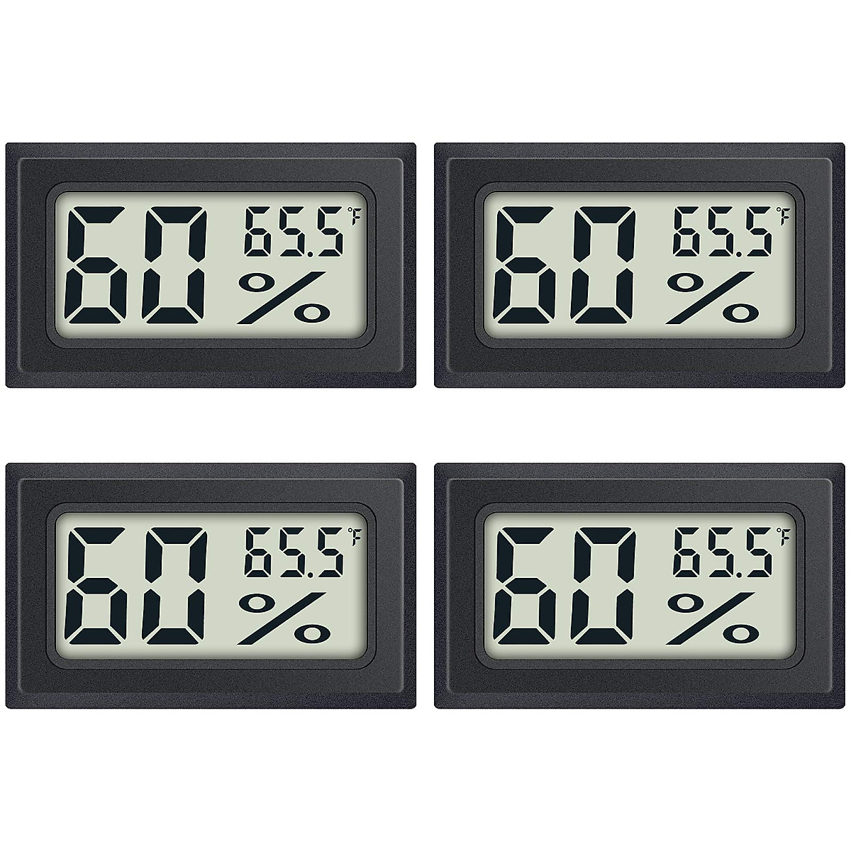 4-Pack Mini Digital Thermometer Hygrometer Indoor Humidity Monitor Temperature Humidity Gauge Meter with Fahrenheit (℉) for Humidors, Greenhouse, Garden, Cellar, Closet, Fridge Etc by DWEPTU
