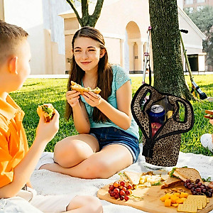 Naanle Leopard Print Insulated Zipper Lunch Bag Cooler Tote Bag for Adult Teen Men Women, Animal Print Lunch Boxes Lunchboxes Meal Prep Handbag