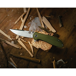 Holtzman's Gorilla Survival Folding Knife D2 Steel Blade G10 Tactical Handle Pocket Folding Knife EDC Giftset for Men (Silver and Green)