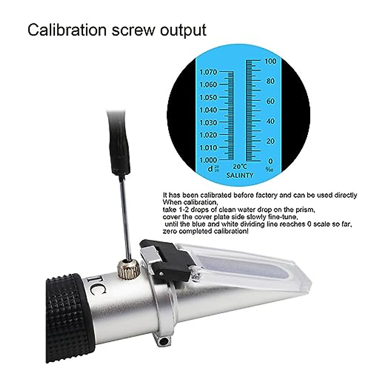 Csnbfiop Handheld Salinity Refractometer For Aquarium 0 To Salinometer Portable SeaWater Concentration Tester Meter ATC