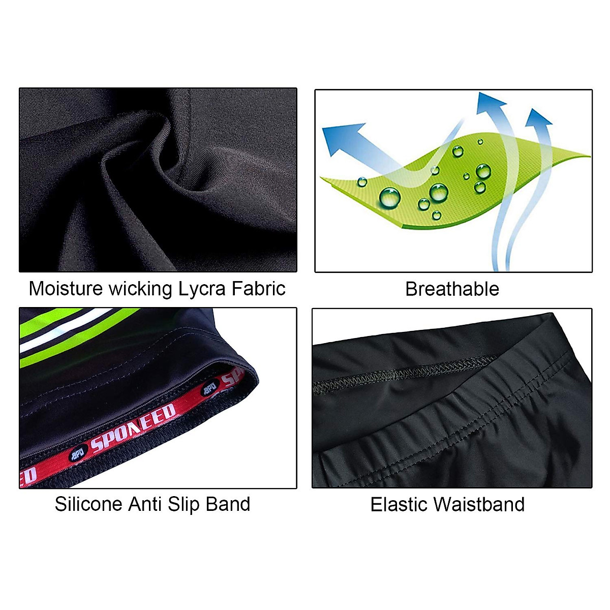 Padded Men's Cycle Shorts Cycling Gear Road Bike Bottoms Mountain Ride Bicycle Clothes US XL Green Multi