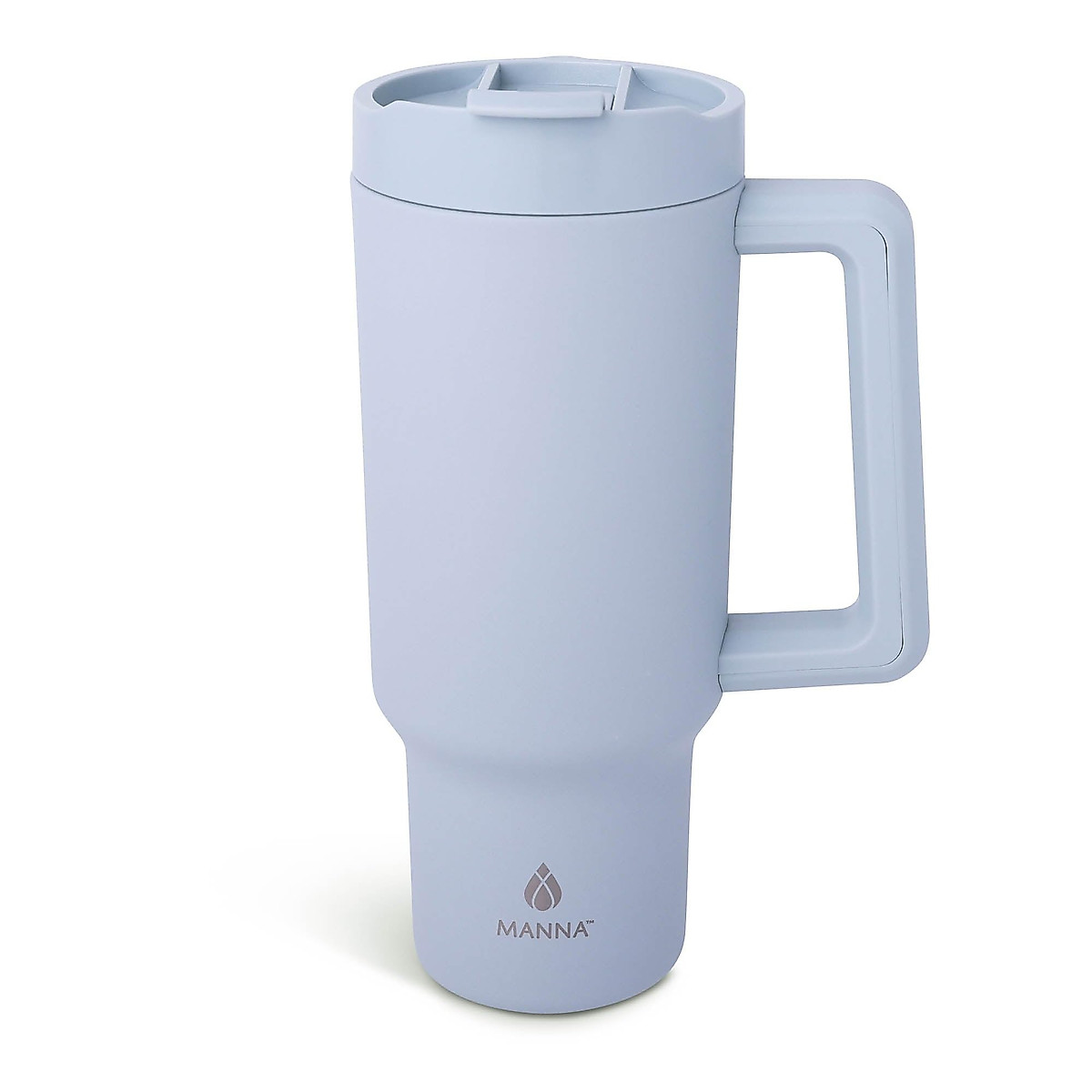 Manna Stainless Steel Double Wall Insulated Tumbler with Smart Seal Dual Sip Lid and Straw Fit Handle - 40 Oz - Ocean Mist Powder Coat