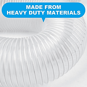 Elecoman 2 1/2" x 50' Heavy PVC Dust Collection Hose,Flexible Clear Debris and Fume Collection Hose with Stainless Steel Hose Clamps for Dust Collectors with 2 1/2" Ports, Ideal for Shop Vacuums