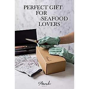 Aursh Oyster Shucking Knife With 2 Pairs Level 5 Protection Food Grade Cut Resistant Gloves (M & L Sizes) Oyster Knife Shucker Set Clam Knife Oyster Opener Seafood Opener Kit Tool Oyster Shucker Set