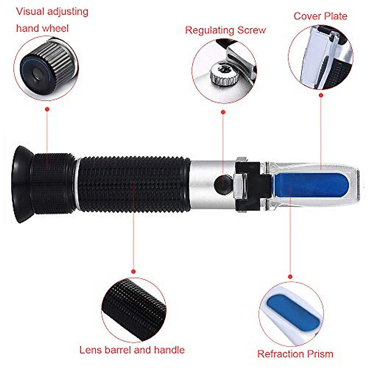 Alcohol Refractometer 0~80% for Liquor Spirit Alcohol Volume Percent Measurement with Automatic Temperature Compensation (ATC)