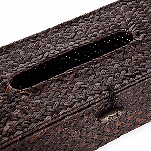 Rectangular Woven Tissue Box Holder Tissue Paper Holder Decorative Napkin Holder for Table Tissue Box Cover Rectangular Pumping Paper case Dispenser for Home Office Car Automotive Decoration