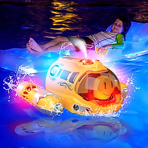 Remote Control Boat for Pools and Lake Toys, RC Spray Gasboat, LED Light Water Toy, Fast RC Boats for Adults and Kids, 2.4GHZ Remote Control, Upgrade Swimming Pool Toy for Boys and Girls