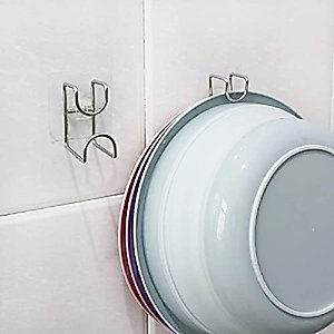 InfantLY Bright Wall Mounted Washbasin Hook Hair Dryer Holder , Heavy Duty Strong Self-Adhesive Waterproof Reusable Robe&Towel Hooks Sticky Hanger Multi-Purpose Hook Kitchen Washroom Bathroom (007)