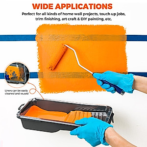 PinStone Paint Tray, 4 Inch Paint Roller Tray, Heavy Duty Small Paint Tray with Threaded Roller Frame and 10 Paint Tray Liners Disposable, Paint Pan Trays for Painting Walls, Trim, Touch up, 13 Pack