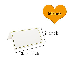 50 Pack Tent Cards with Gold Foil Border for Weddings, Banquets, Events, 2 x 3.5 Inches