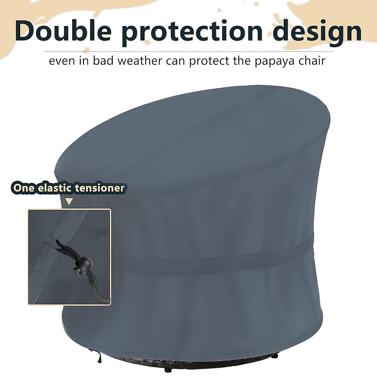 TORUTA Papasan Chair Covers 52" 420D durable waterproof material Patio Outdoor Furniture Wicker Saucer Rocking Swivel Chair Slip Covers Protection-Grey