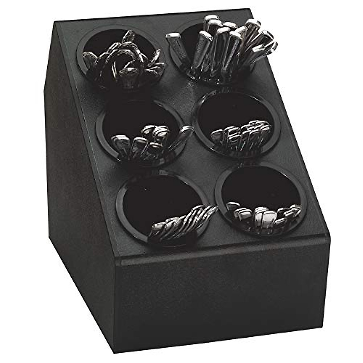 DISPENSE-RITE CTSH-6BT Six Compartment Countertop Flatware Organizer,Black