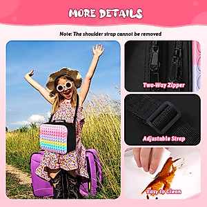 Pop Lunch Box for Girls,Girls Reusable Lunch Box for School,Insulated Cooler Lunch Food Containers with Adjustable Strap,Push Bubble Waterproof Lunch Bag Large Capacity Lunch Boxes Tote Bag for Girls