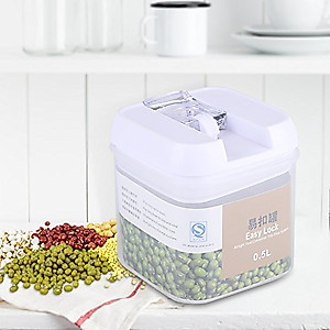 Food Storage Containers Durable Sealed Storage Box Transparent Plastic Airtight Pot for Cafe Grain Storage Containers(Small 0.5L)