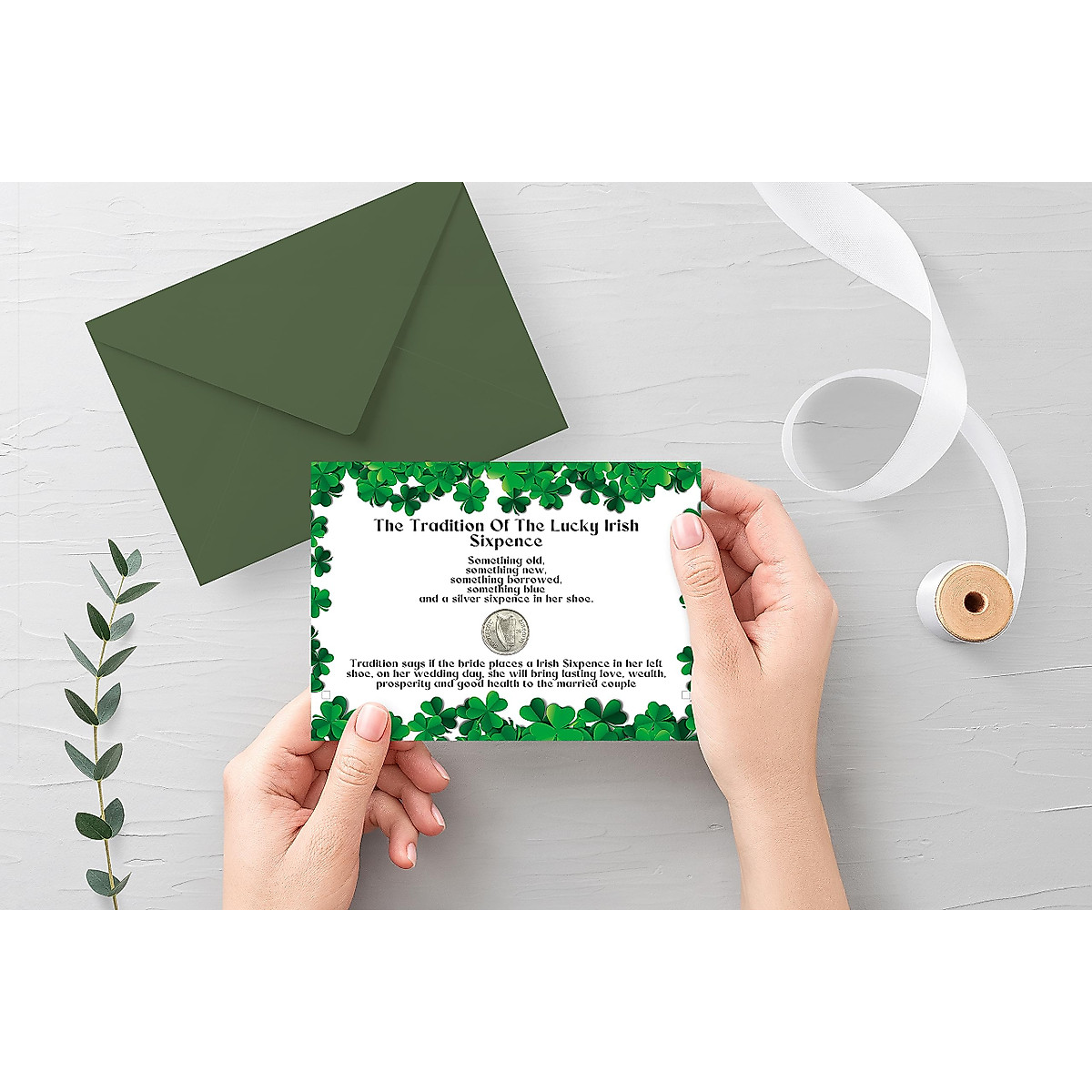 Bride's Sixpence Irish Coin and Card | Sixpence Tradition | Something Old, Something New, Something Borrowed, Something Blue, And A Sixpence For Her Shoe - Gifts For Bride To Be