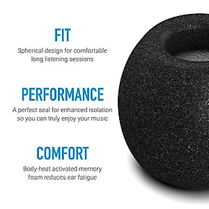 Comply SmartCore Audio Pro Premium Memory Foam Earphone Tips with SweatGuard, Fits Most Earphones, Conforms To Ear for A Secure Fit, Noise Reducing Earbud Tips for Active Lifestyle (Medium, 3 Pairs)