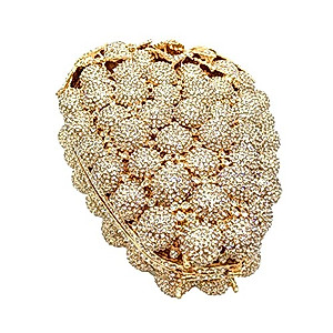 DEBIMY Hollow Carved Grape Rhinestone Evening Clutch Women Luxury Crystal Handbags Purses for Party and Wedding, Purple