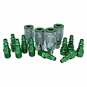 Milton ColorFit Coupler & Plug Kit (14 Piece), A-Style 1/4 NPT Green, S-314AKIT