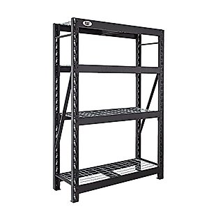 Cat 72 Inch x 48 Inch Industrial Heavy Duty 4 Tier Adjustable Steel Shelving Unit with Hammer Granite Finish, and 2000 Pound Weight Limit, Black