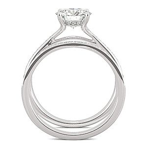 14K White Gold Moissanite by Charles & Colvard 7.5mm Round Bridal Set-size 10 1.81cttw DEW
