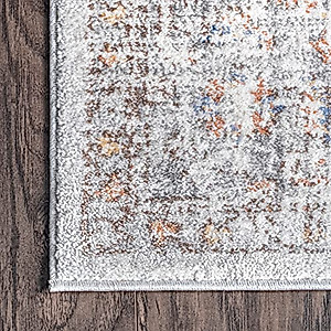 nuLOOM Jacquie Vintage Floral Area Rug, 5' Square, Silver