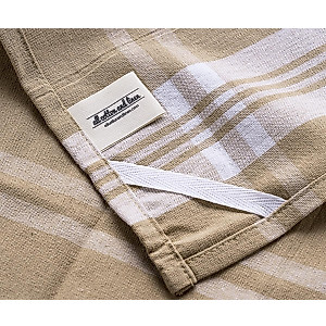 Cotton Linen Kitchen Towels - 6 Pack - 18" x 28" - Cotton Dish Reusable Cleaning Cloths, Teal/White, Absorbent Dish Towels, Machine Washable Hand Towels, Striped Bar Towels, Farmhouse Dish Towels