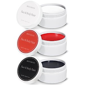 BESUGEOUS White Black Red Face Body Paint Kit, Professional Oil Based Skeleton Zombie Joker Clown Vampire Skull Halloween Face Painting, Costume SFX Cosplay Special Effect Makeup, 150g/5.28oz