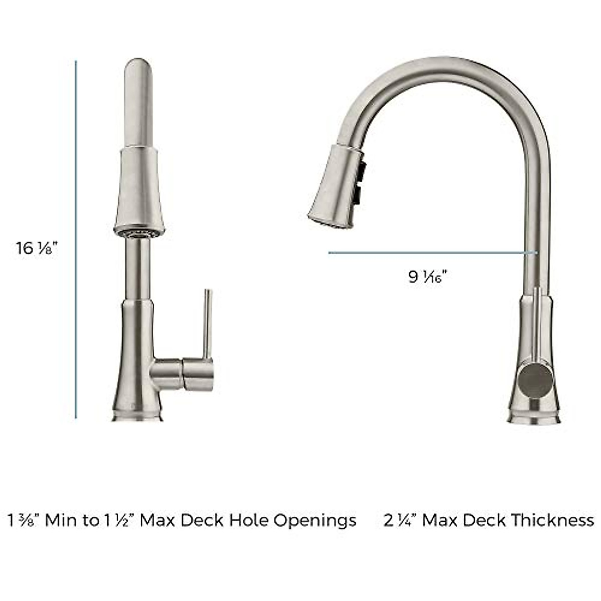 Pfister Pfirst Series Kitchen Faucet with Pull-Down Sprayer, Single Handle, High Arc, Stainless Steel Finish, G529PF2S