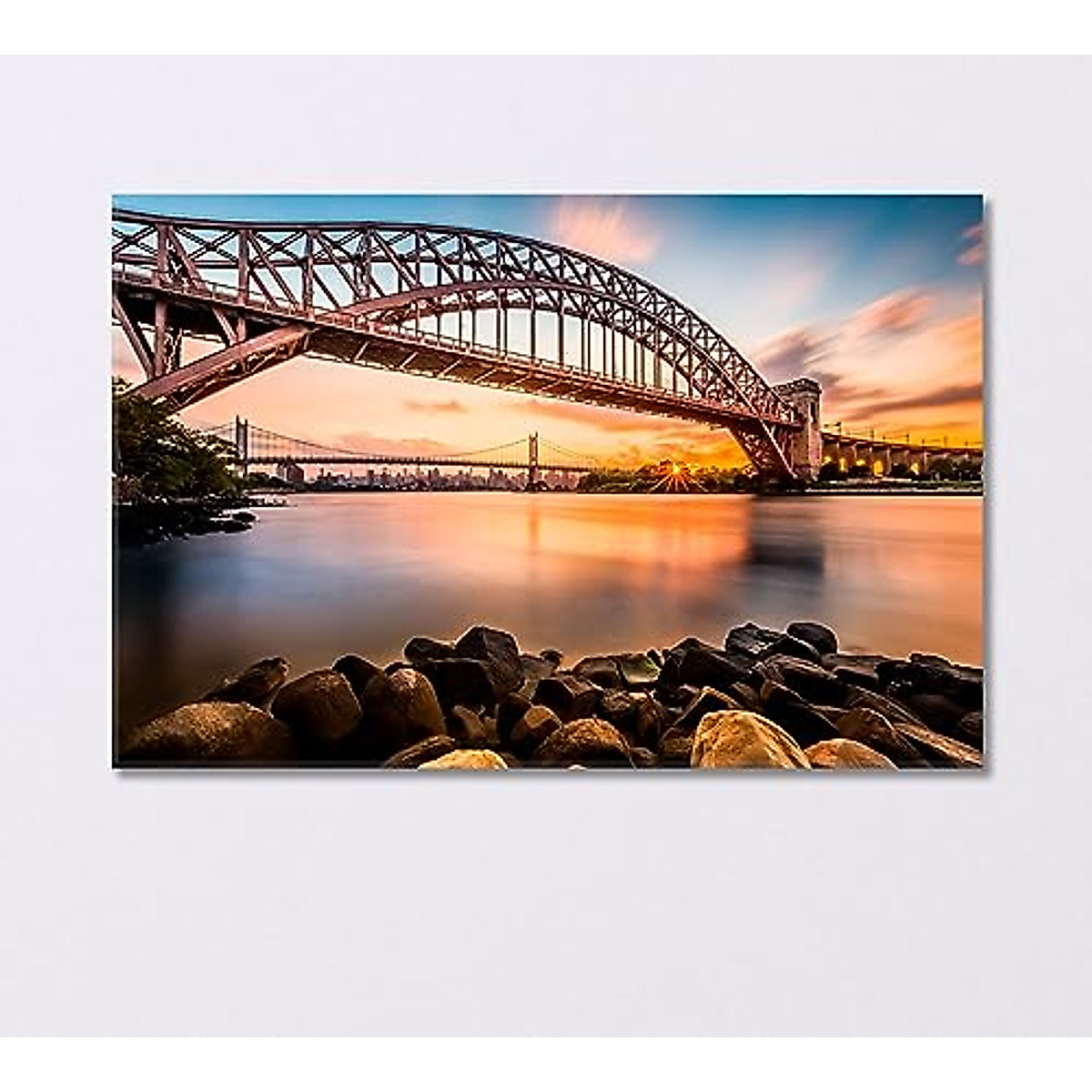 Triborough Bridge at Sunset New York Canvas Print 3 Panels / 36x24 inches